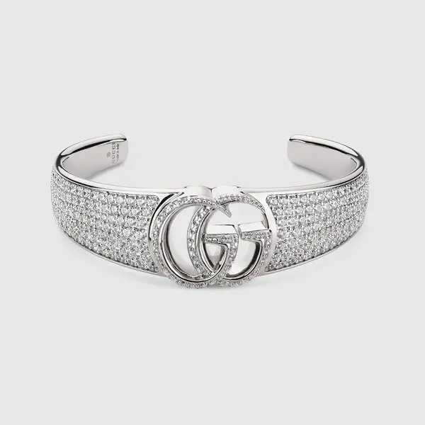 Gucci Gg Marmont Crystal Cuff Bracelet - Silver-toned Metal