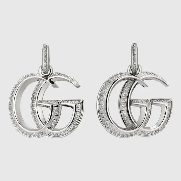 Gucci Gg Marmont Crystal Earrings - Silver-toned Metal