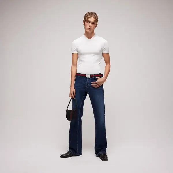 Gucci Web Belt With Rectangular Buckle