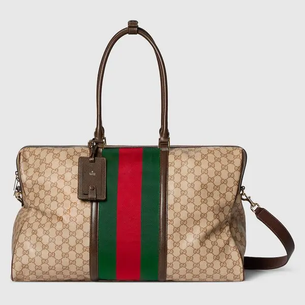 Gucci Gg Duffle Bag With Web - Beige