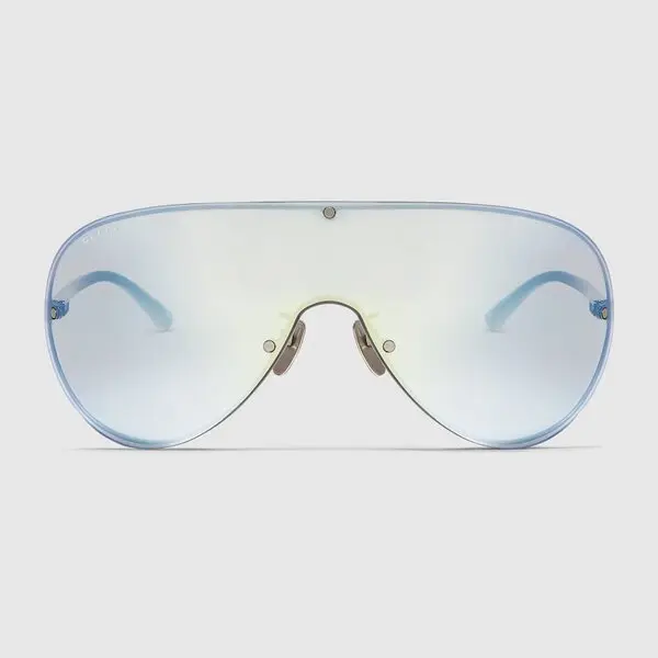 Gucci Mask Frame Sunglasses With Logo - Silver