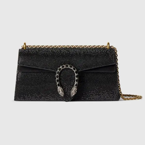 Gucci Dionysus Crystal Medium Shoulder Bag Fabric - Black