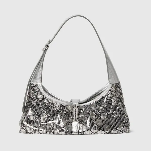 Gucci Jackie Slim Metallic Evening Bag - Beige
