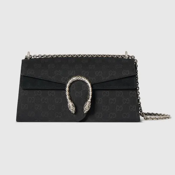 Gucci Dionysus Medium Shoulder Bag Gg Canvas - Black