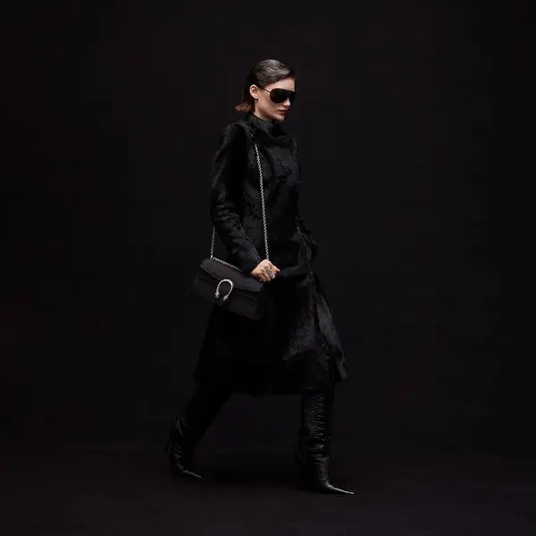 Gucci Dionysus Medium Shoulder Bag Gg Canvas - Black