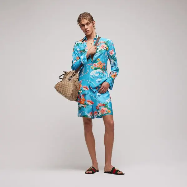 Gucci Printed Silk Twill Shorts