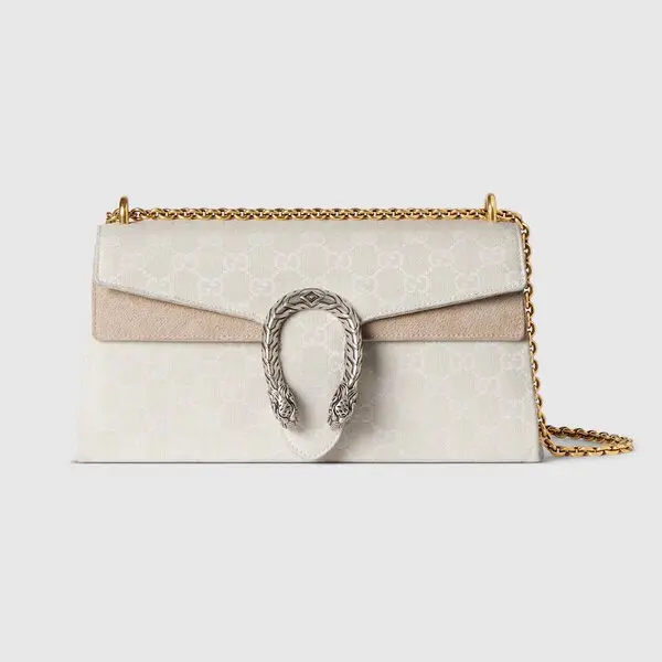 Gucci Dionysus Medium Shoulder Bag Gg Canvas - White