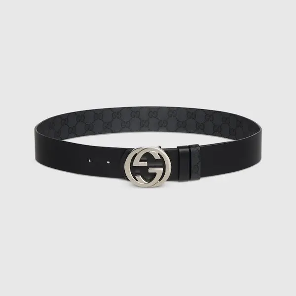 Gucci Reversible Belt With Interlocking G Buckle - Black