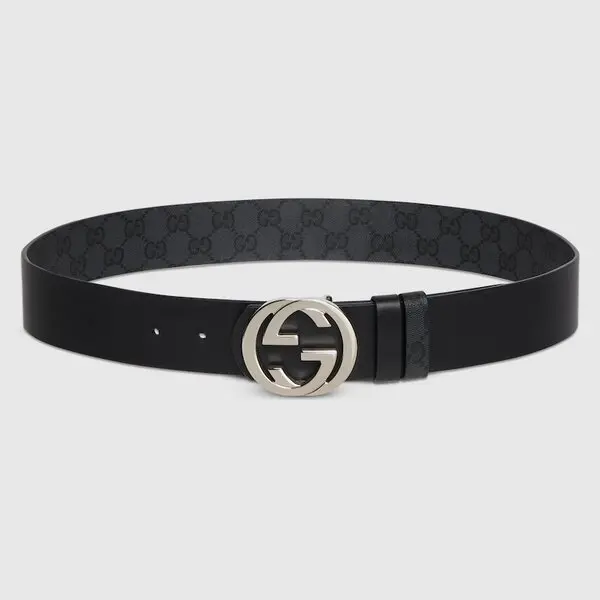 Gucci Reversible Belt With Interlocking G Buckle - Black