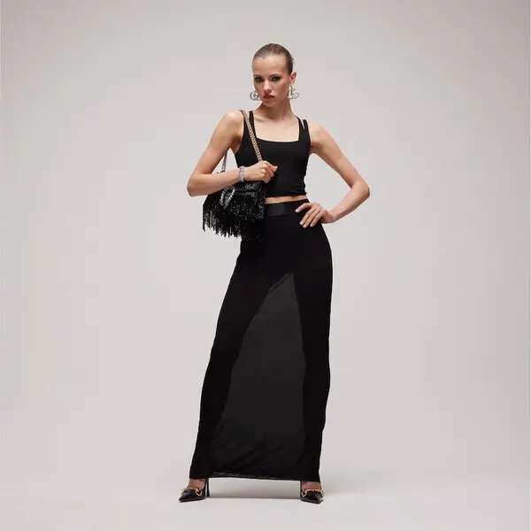 Gucci Viscose Crêpe Jersey Long Skirt