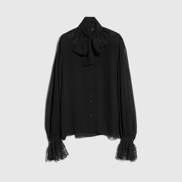 Gucci Light Silk Georgette Shirt - Black