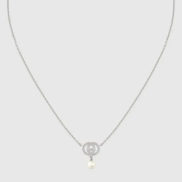 Gucci Crystal And Pearl Necklace - Silver-toned Metal
