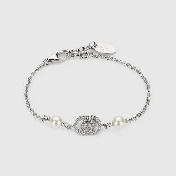 Gucci Crystal And Pearl Bracelet - Silver-toned Metal