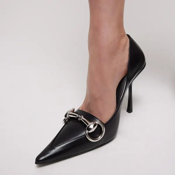 Gucci Leather Horsebit Stiletto Pumps