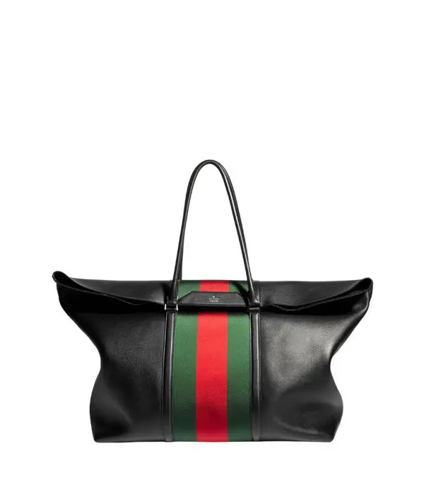 Gucci Mega Web Trademark Medium Duffle Bag Leather - Black