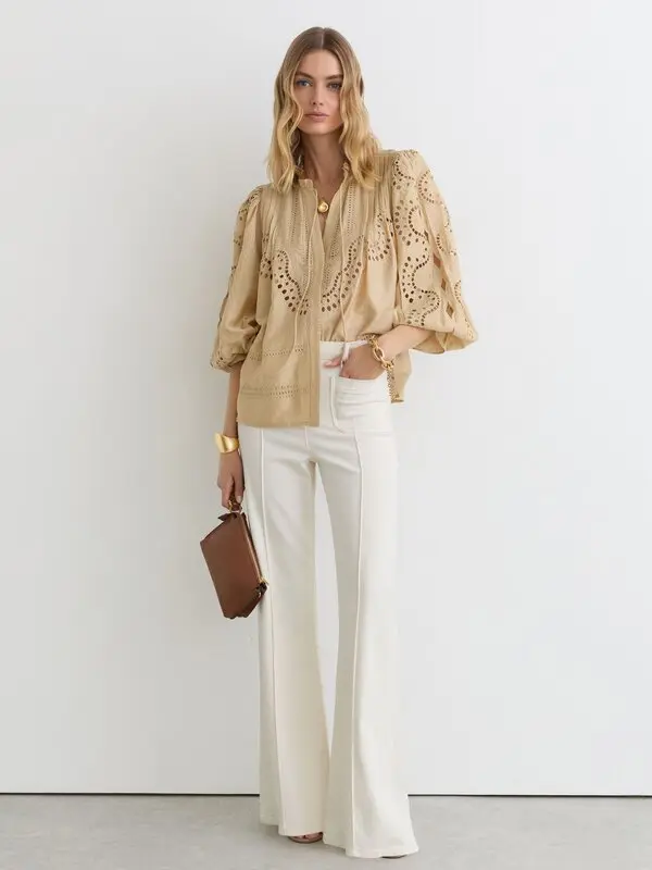 REISS Rhiannon Broderie Anglaise Blouse