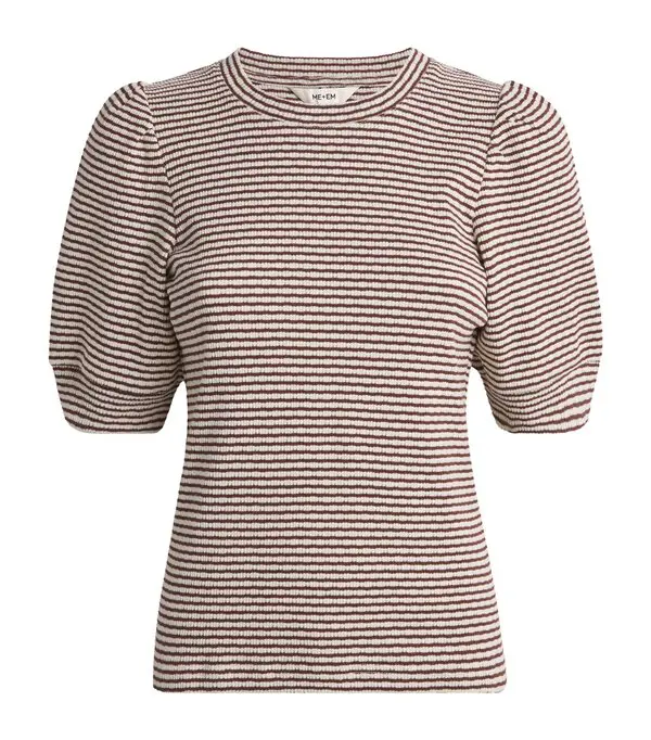 ME+EM Knitted Cotton Puff-sleeve T-shirt