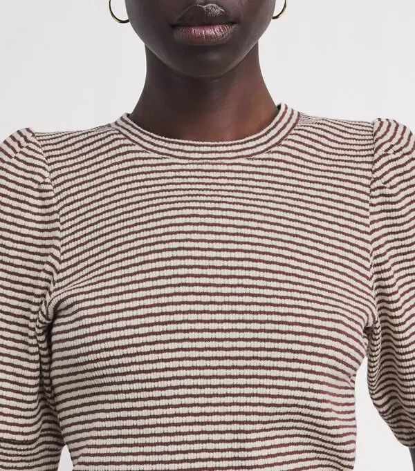 ME+EM Knitted Cotton Puff-sleeve T-shirt