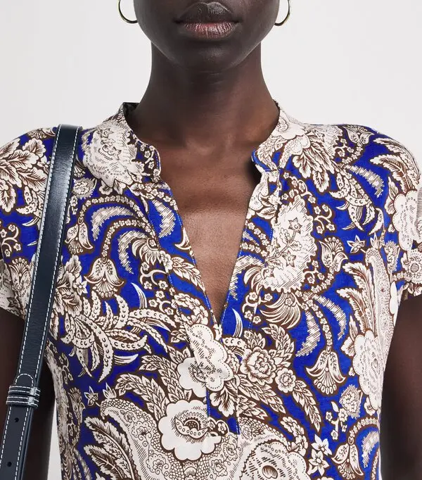ME+EM Organic Cotton Printed Midi Dress - Blue