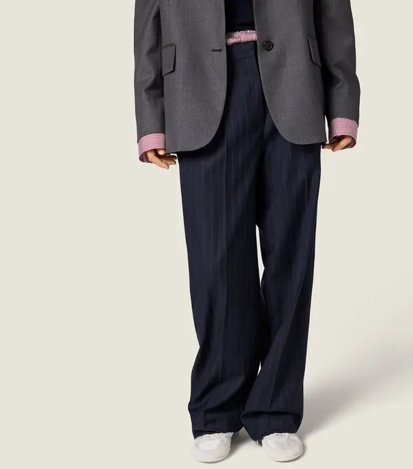 Miu Miu Pinstripe Fleece Wool Trousers