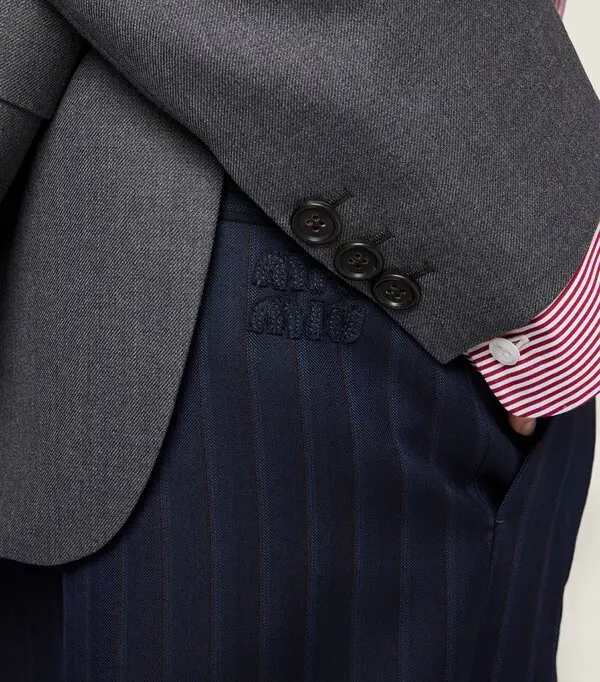Miu Miu Pinstripe Fleece Wool Trousers