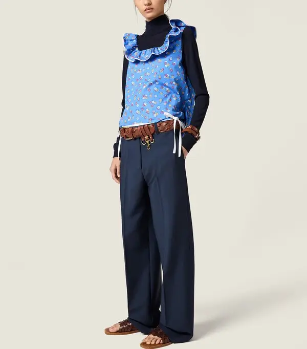 Miu Miu Mohair-wool Tailored Trousers - Blue