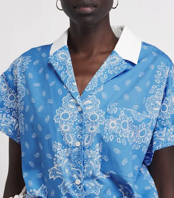Maje Printed Cotton Shirt - Blue