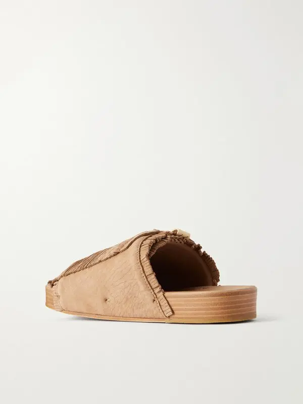Visvim Christo Shaman Folk Suede Slides - Neutrals