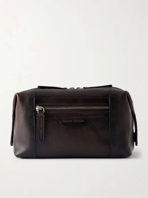 Officine Creative Jules 008 Leather Wash Bag - Dark Brown
