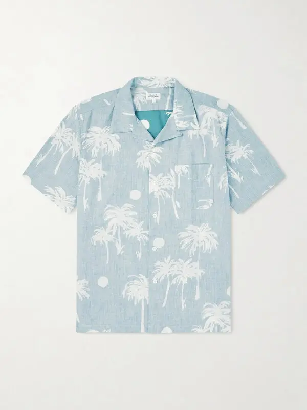 Hartford New Palmito Convertible-collar Printed Cotton Shirt - Green