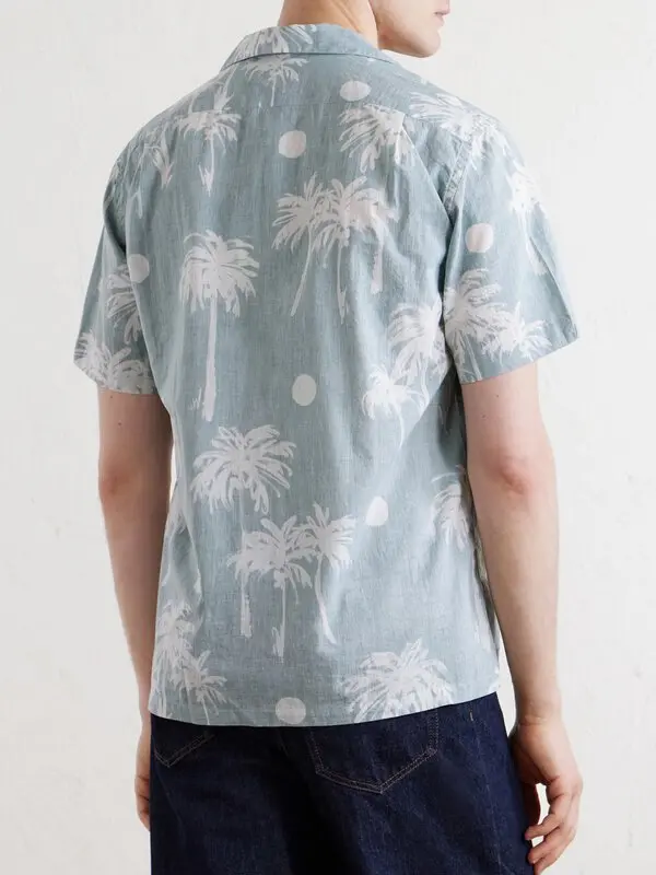 Hartford New Palmito Convertible-collar Printed Cotton Shirt - Green