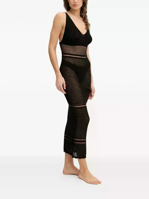 Guess Crochet V-neck Midi Dress - Black