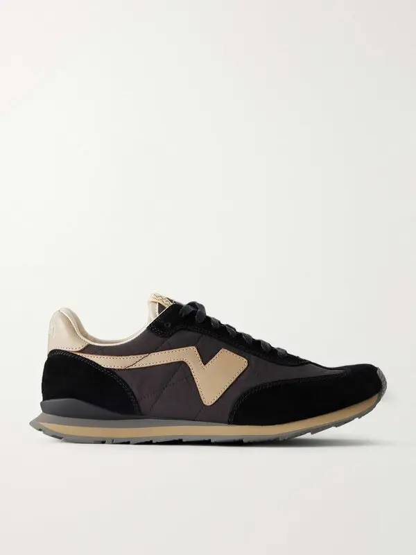 Visvim Leather And Suede-trimmed Canvas Sneakers - Black