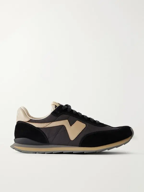 Visvim Fkt Runner Leather And Suede-trimmed Sneakers - Black