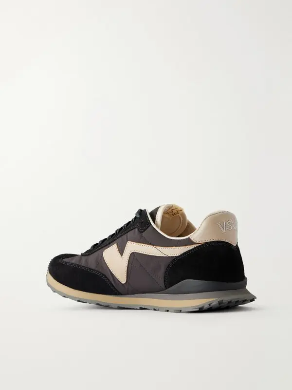 Visvim Fkt Runner Leather And Suede-trimmed Sneakers - Black
