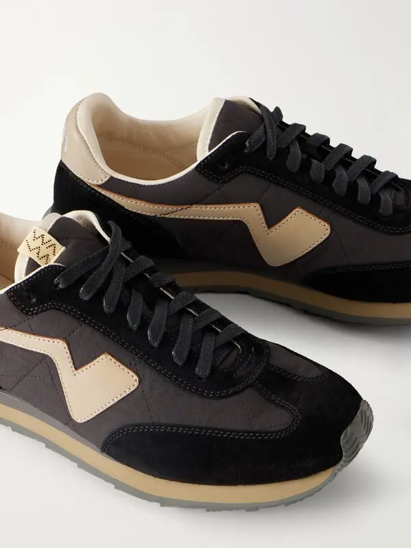 Visvim Fkt Runner Leather And Suede-trimmed Sneakers - Black
