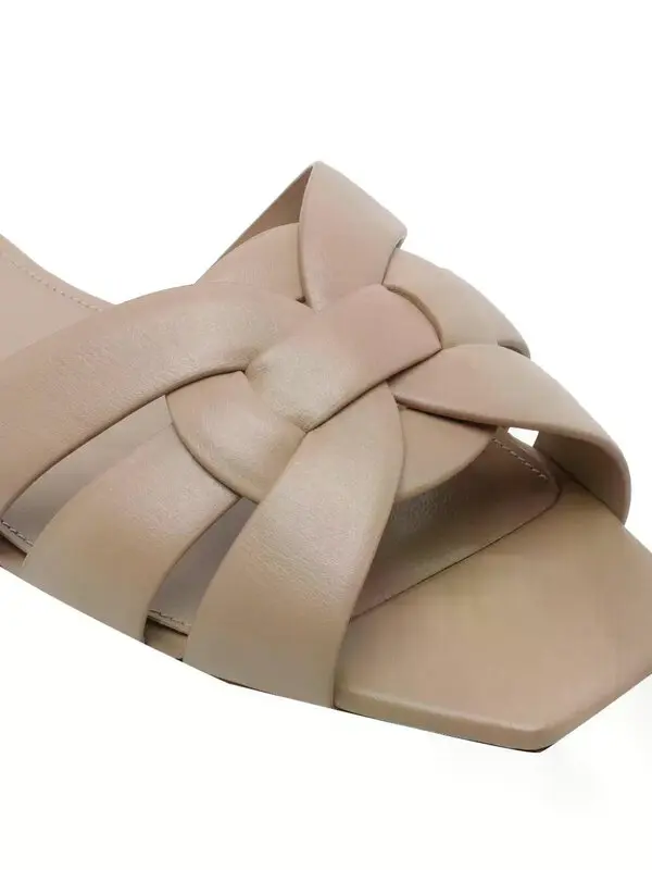 Saint Laurent Tribute Woven Leather Sandals - Neutrals