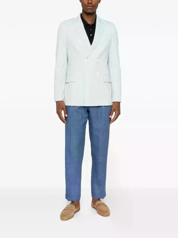 BRIGLIA 1949 Slub-texture Pleated Trousers - Blue