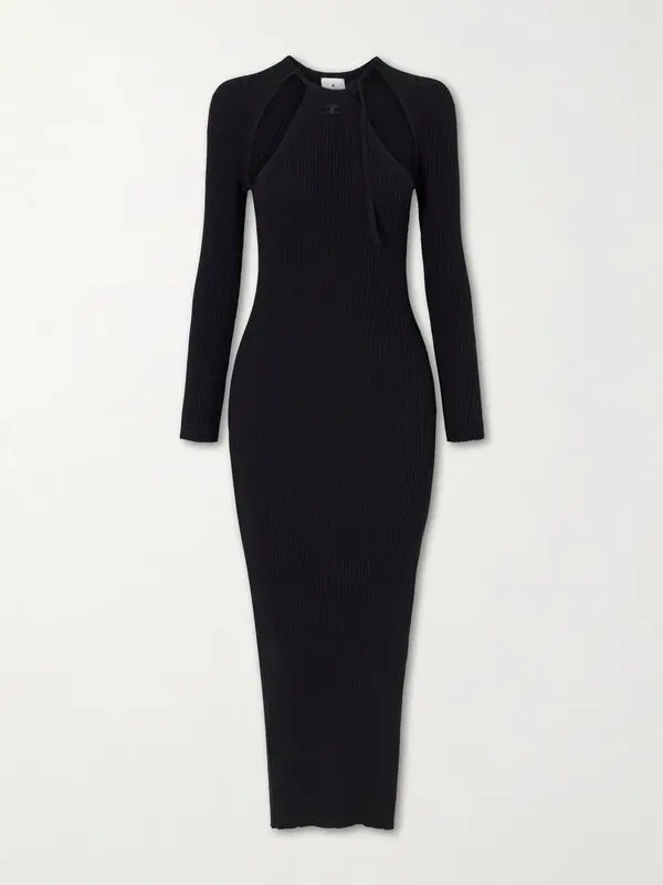 COURREGES Cutout Ribbed-knit Maxi Dress