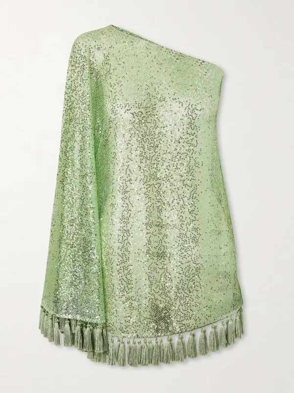 TALLER MARMO Sequined Fringed Blouse - Green