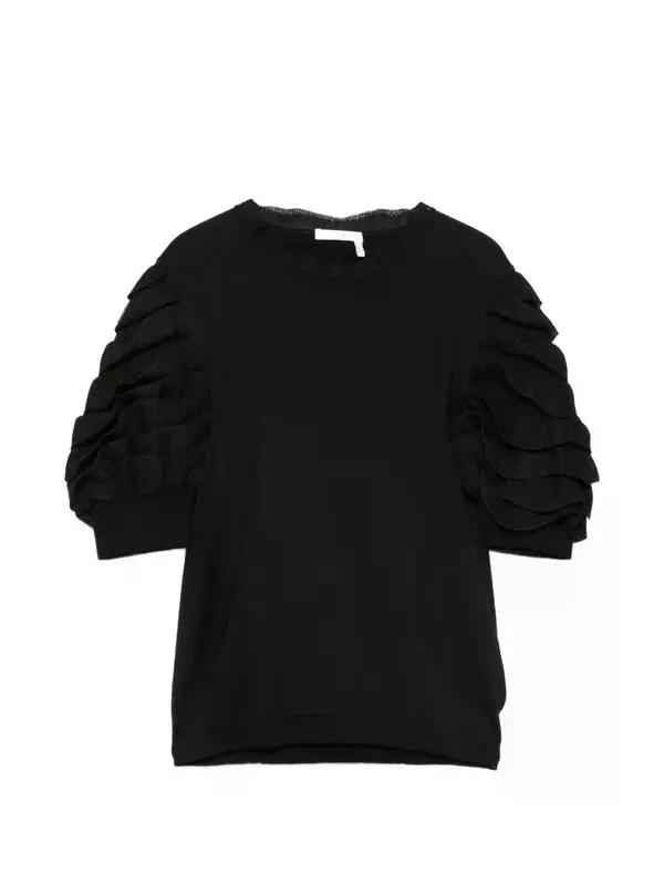 Chloé Ruffled-sleeve Blouse - Black