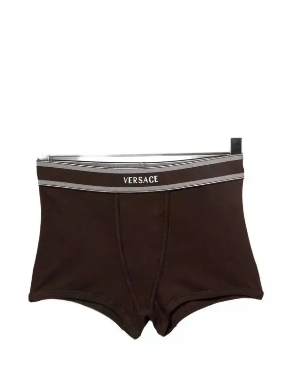 Versace Logo-waistband Trunks - Brown