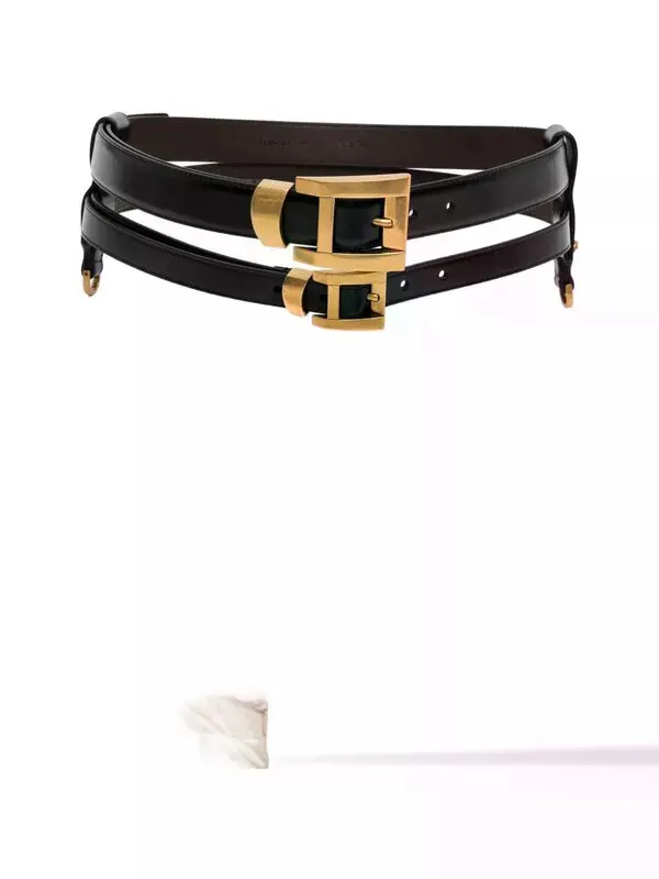 Versace Double-strap Leather Belt - Black