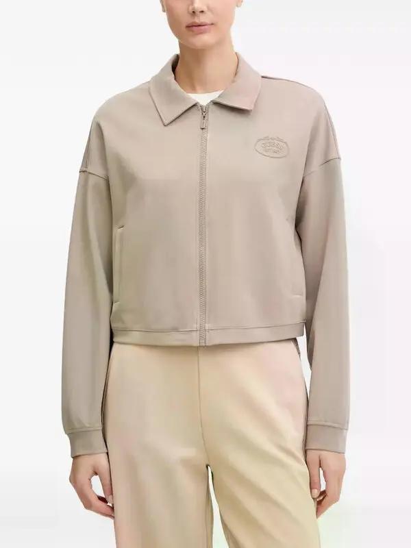 Guess Full-zip Crop Jacket - Neutrals
