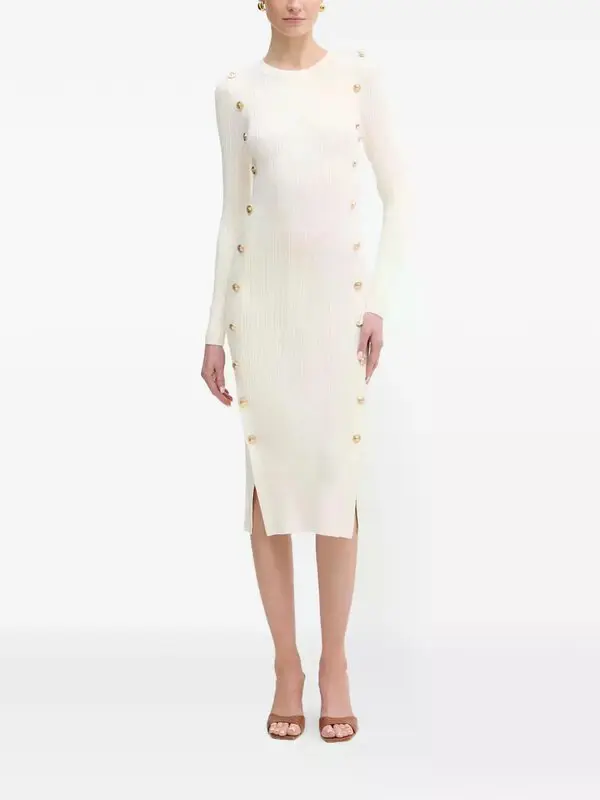Guess Ribbed-knit Midi Dress - Neutrals