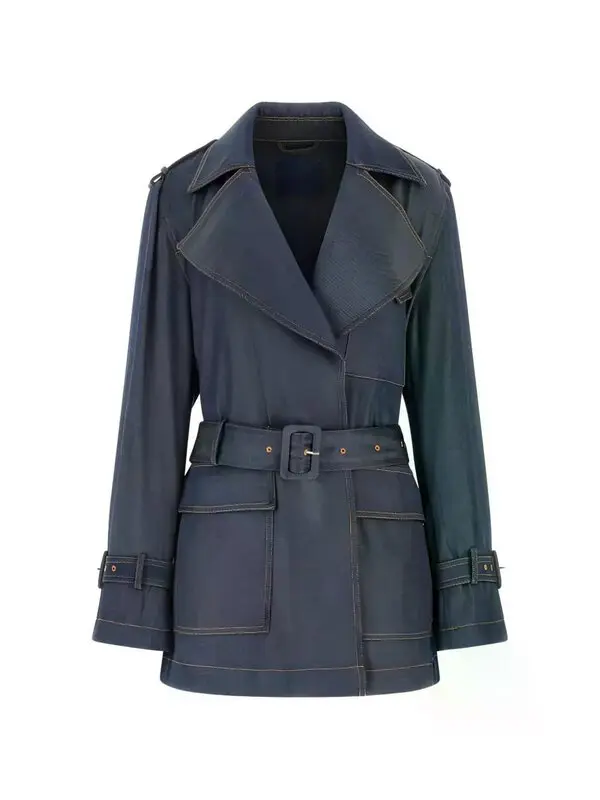 Guess Regine Belted Denim Trench Coat - Blue