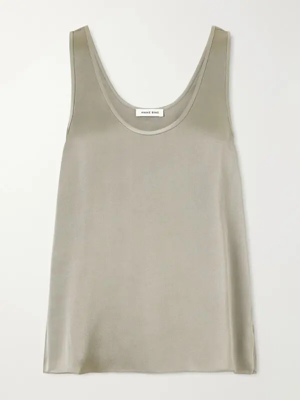 ANINE BING Lea Silk Tank - Green
