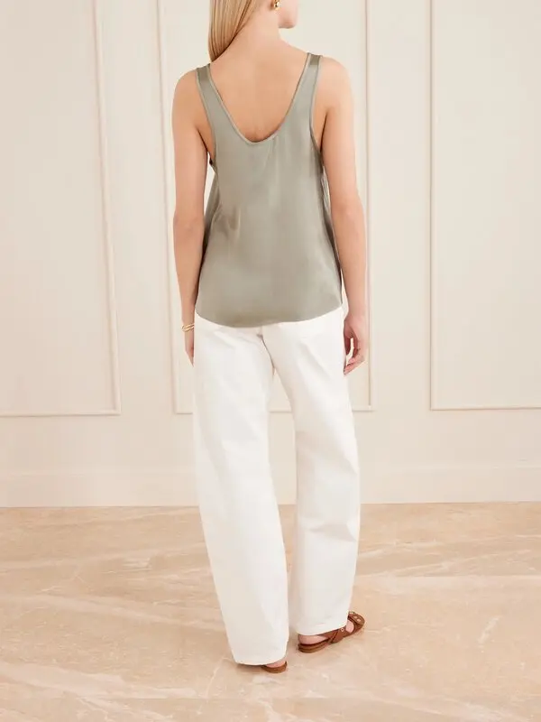 ANINE BING Lea Silk Tank - Green