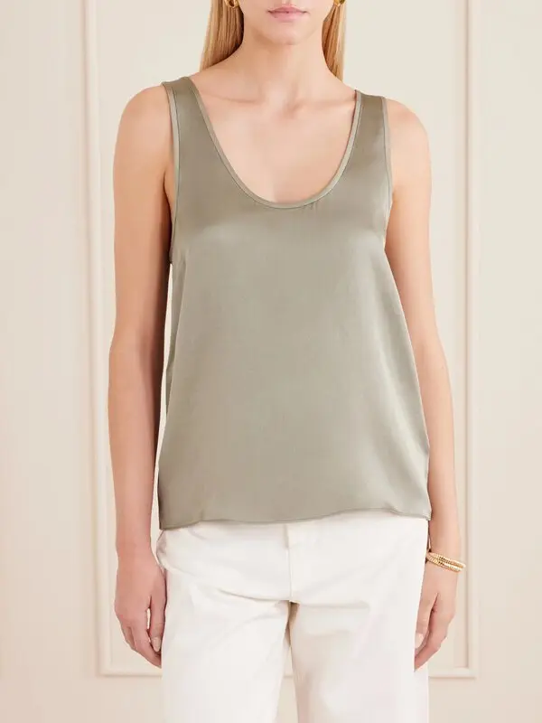 ANINE BING Lea Silk Tank - Green