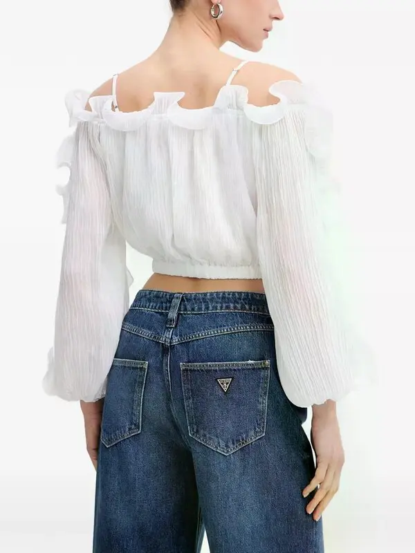 Guess Gabriella Ruffled-trim Blouse - White